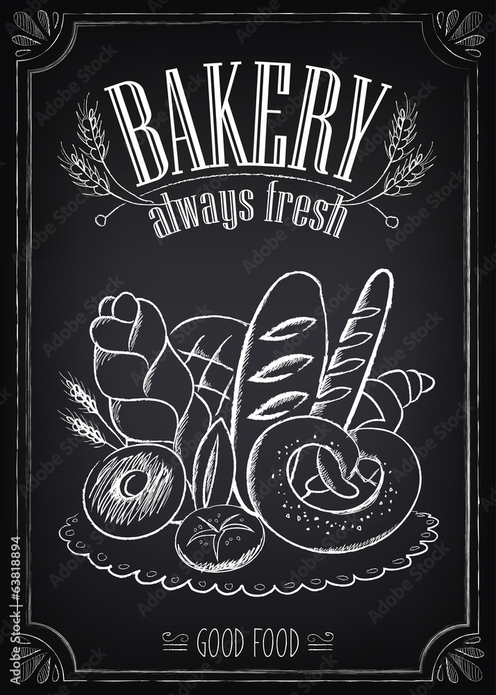 Vintage Bakery Poster with pastry. Freehand drawing Stock Vector ...