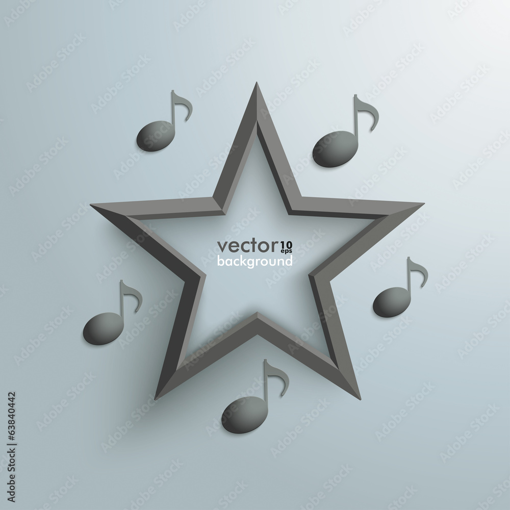 Black Star Music Notes Stock Vector | Adobe Stock
