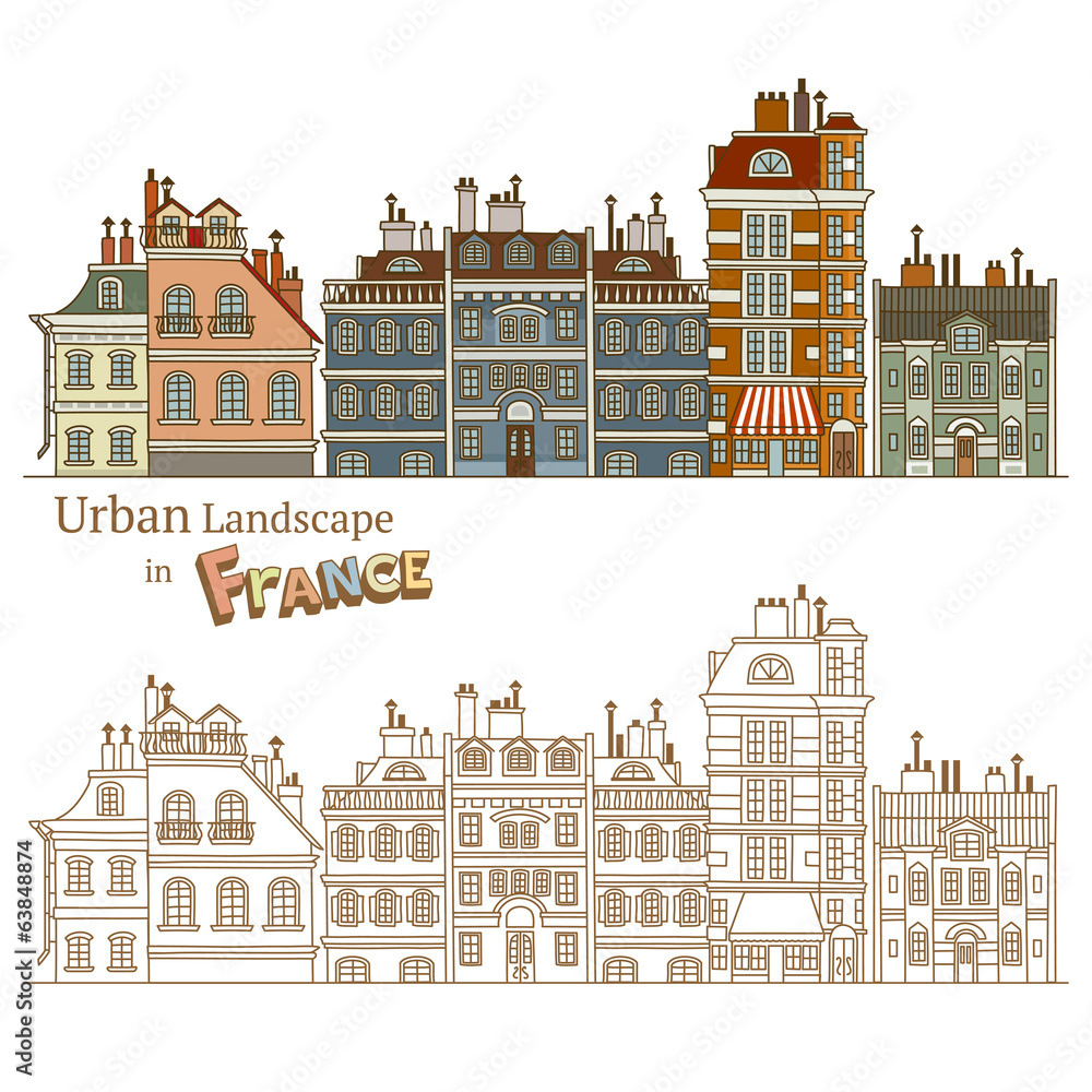 Design of Urban Landscape and Typical French Architecture Stock Vector ...
