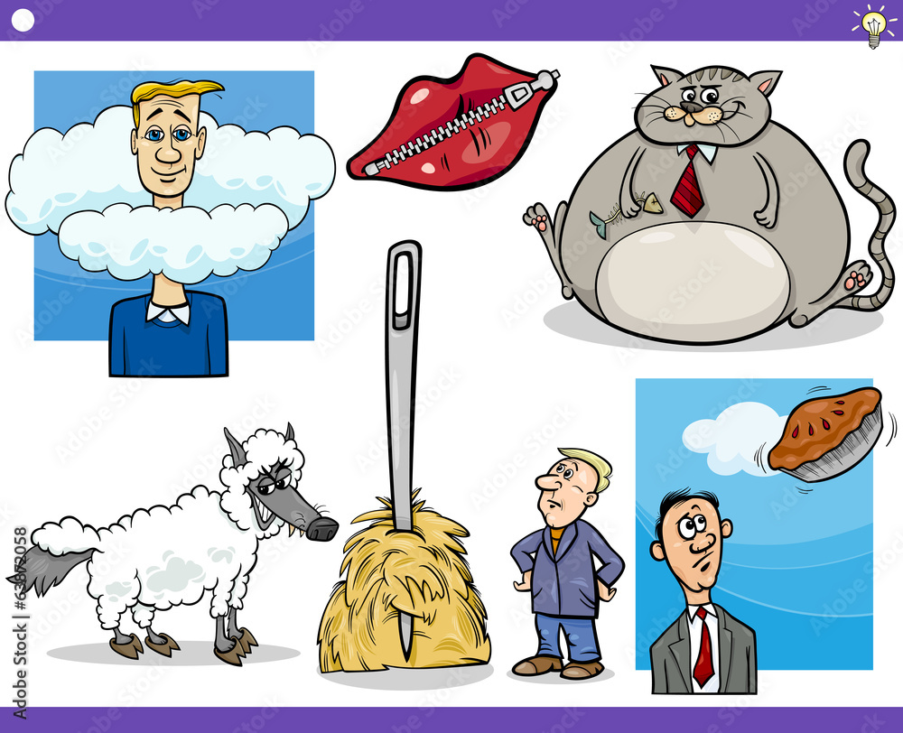 cartoon concepts and sayings set Stock Vector | Adobe Stock