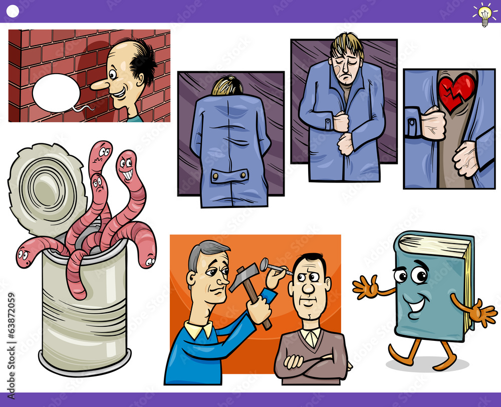 cartoon concepts and sayings set Stock Vector | Adobe Stock