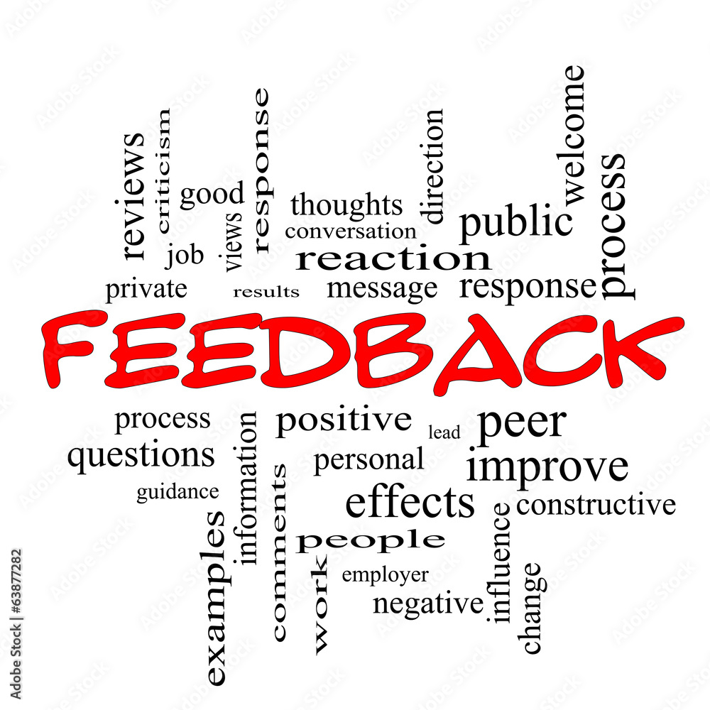Feedback Word Cloud Concept in red caps Stock Illustration | Adobe Stock
