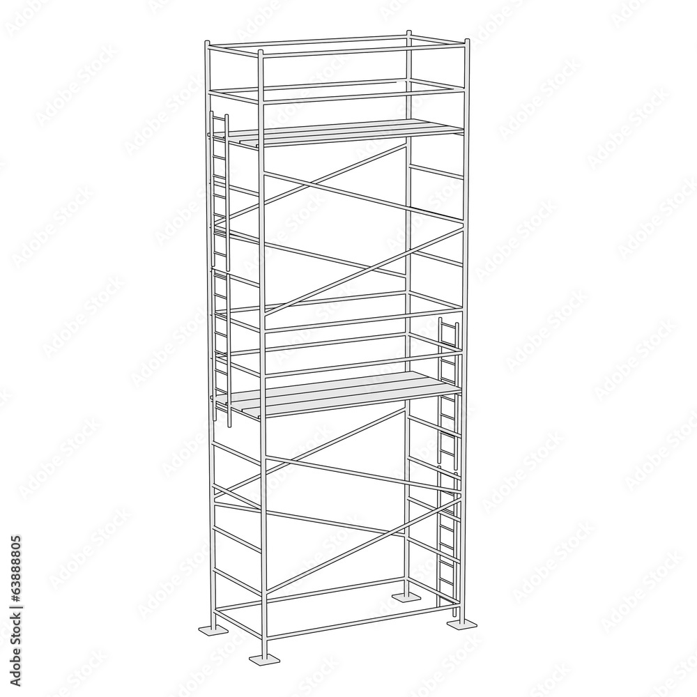 cartoon illustration of construction scaffolding Stock Illustration ...