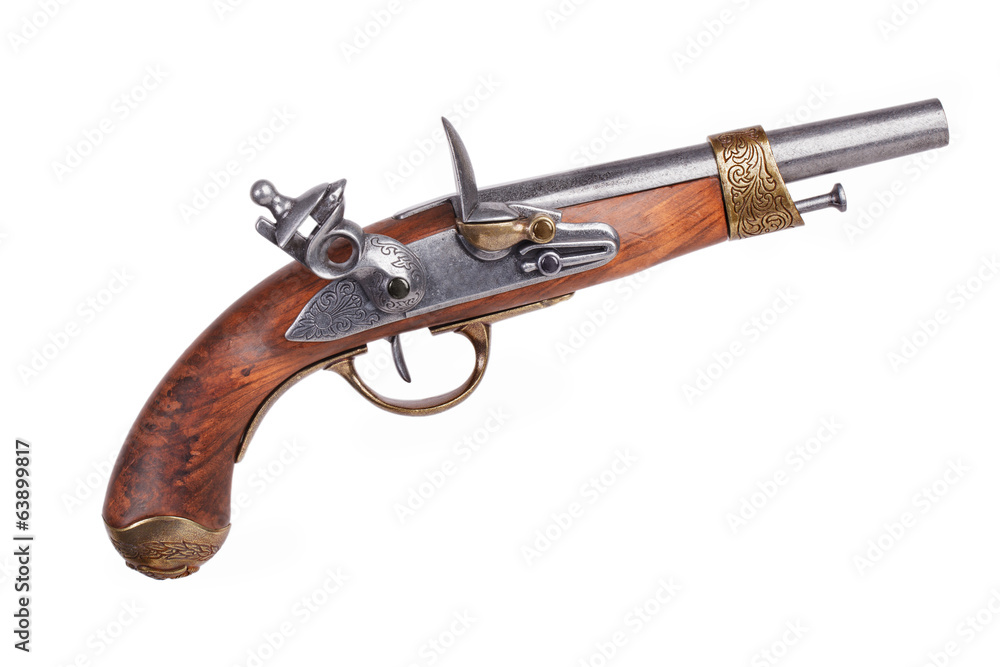 Imitation of ancient Spanish pistol with threaded metal Stock Photo ...