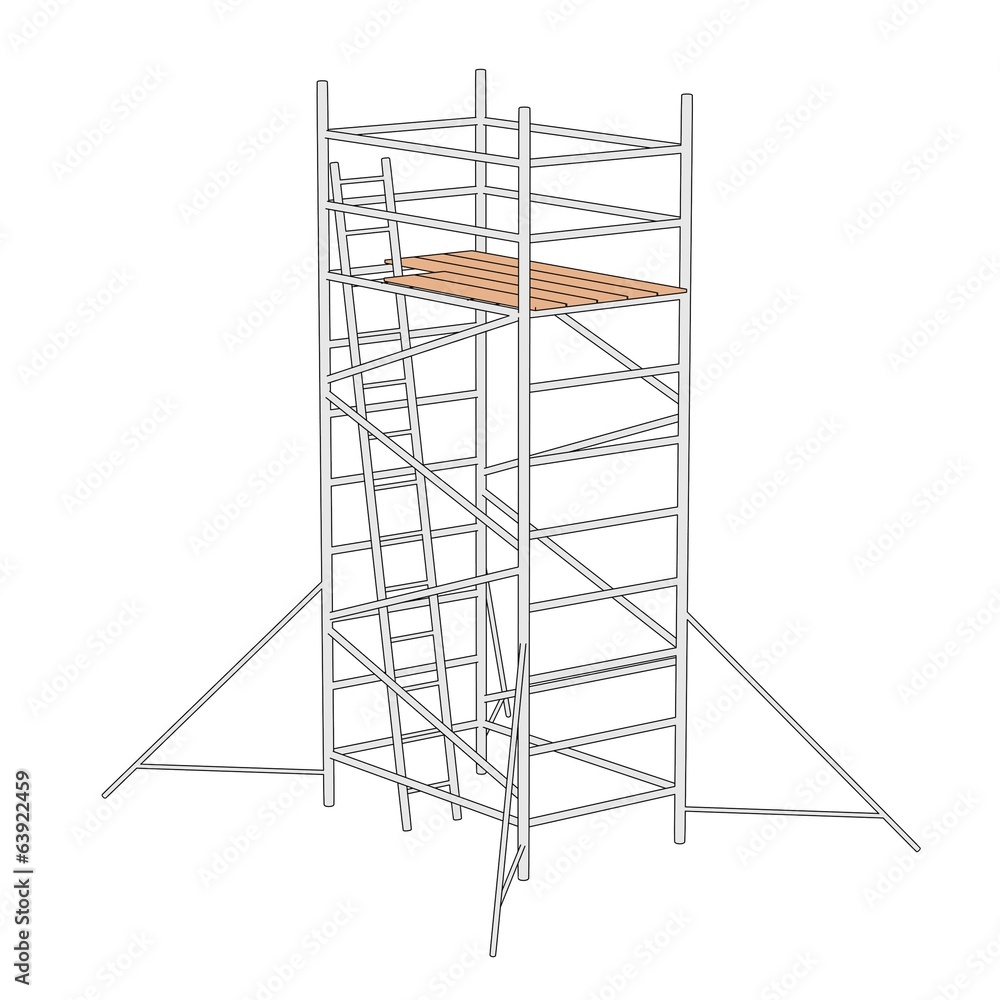 cartoon illustration of construction scaffolding Stock Illustration ...