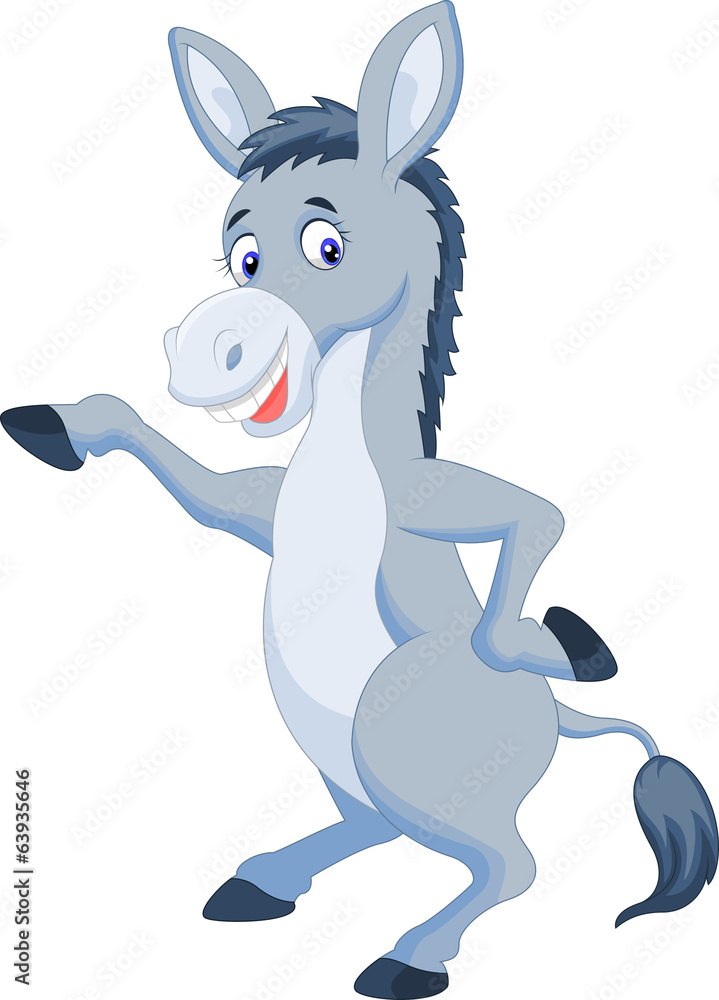 Cute donkey cartoon waving hand Stock Vector | Adobe Stock