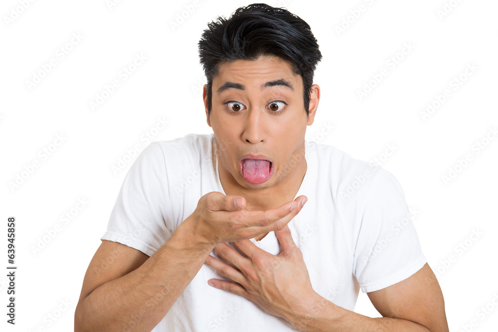 About to puke. Sick young man ready to vomit Stock Photo | Adobe Stock