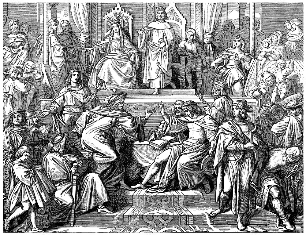 Medieval : Royal Court Scene - 13th century Stock Illustration | Adobe ...