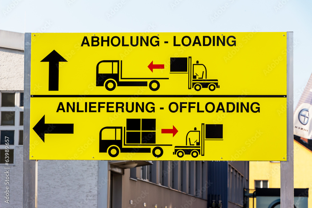 Schild Abholung und Anlieferung Stock-Foto | Adobe Stock