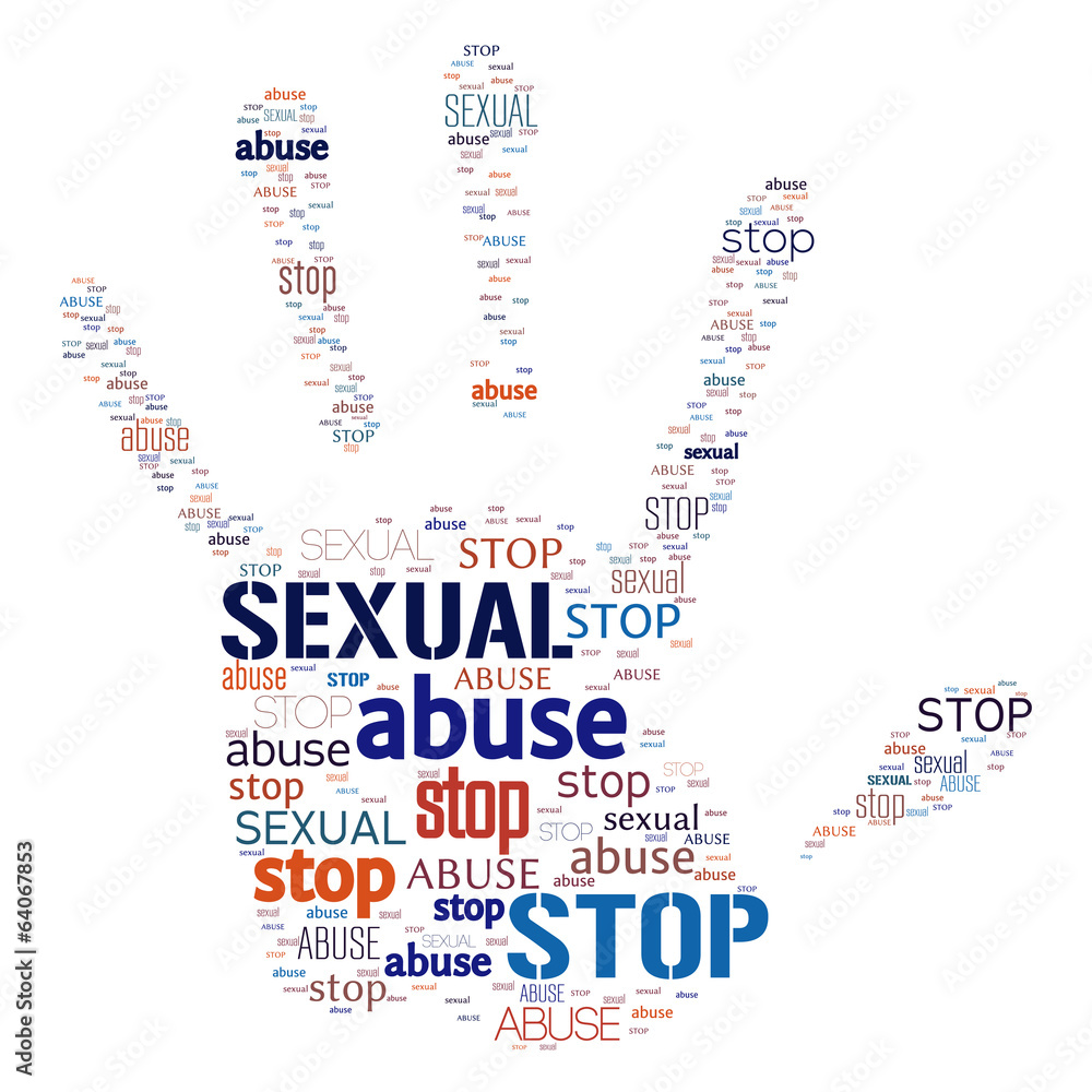 Illustration of stop sexual abuse warning Stock Vector | Adobe Stock