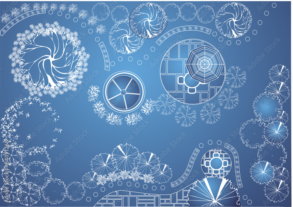 Vector blueprint of landscape architectural project Stock Vector ...