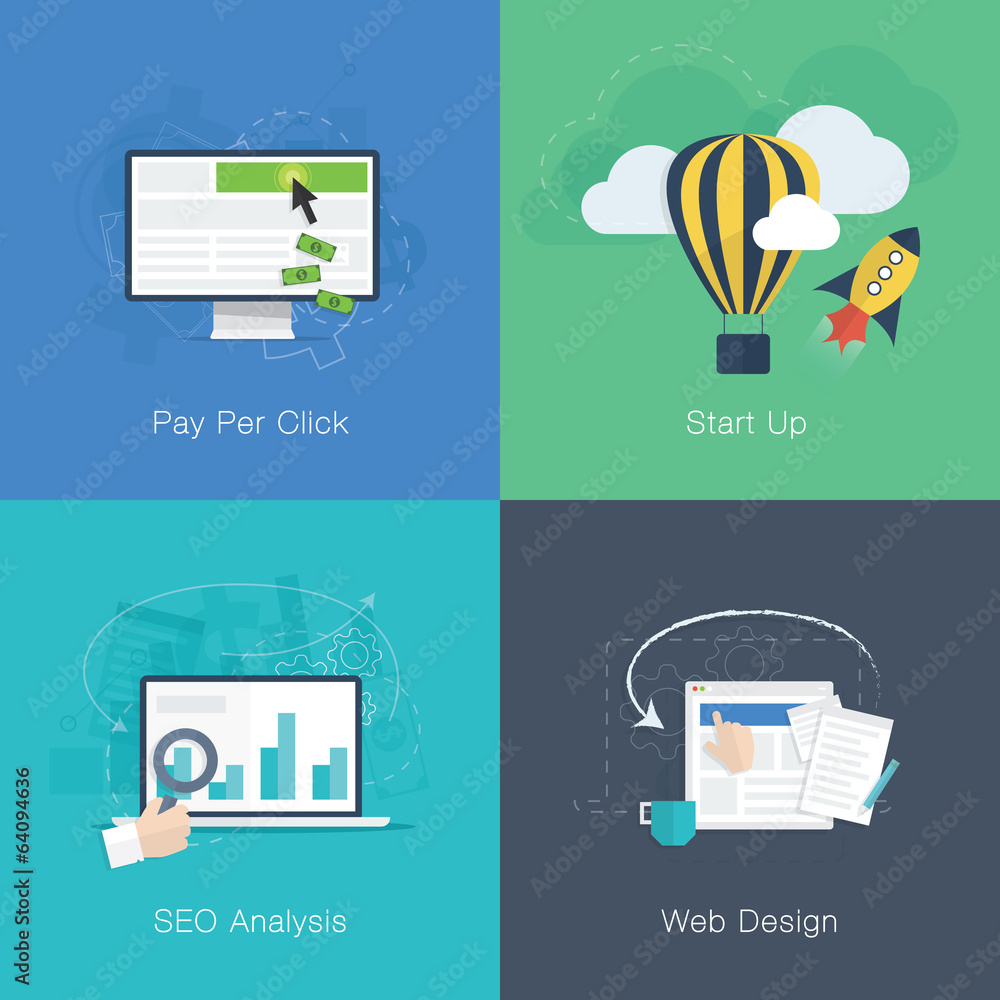 Flat web development business concepts vector set Stock Vector | Adobe ...