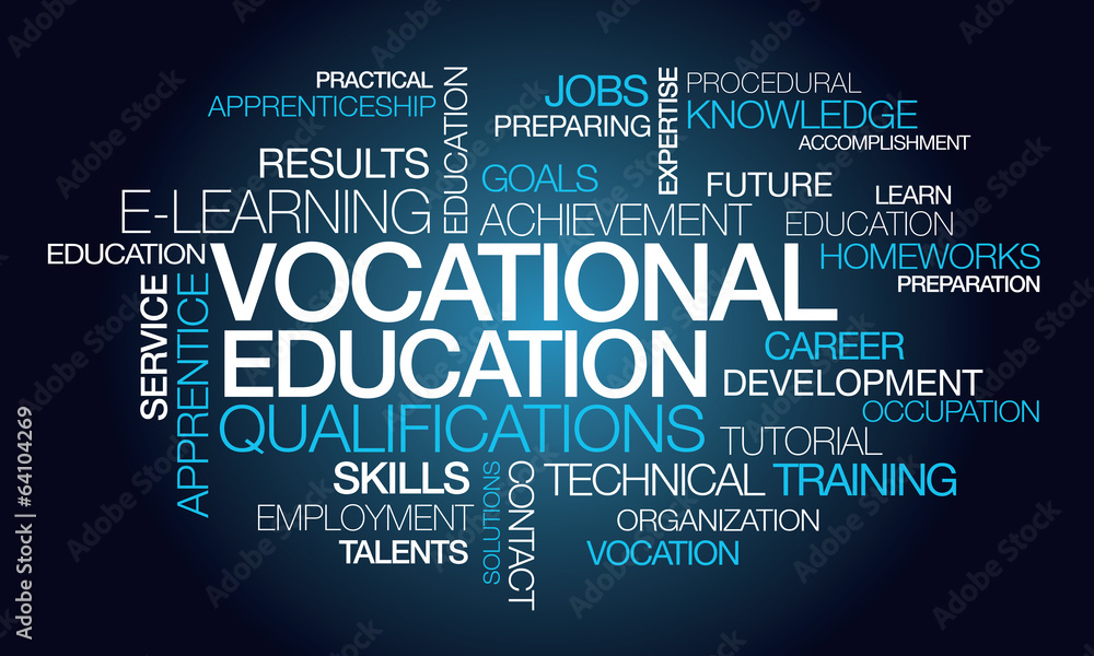 Vocational education qualifications training word tag cloud Stock ...