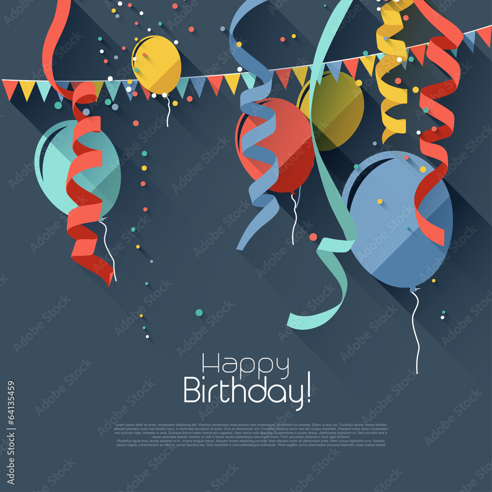 Modern birthday background in flat design style Stock Vector | Adobe Stock