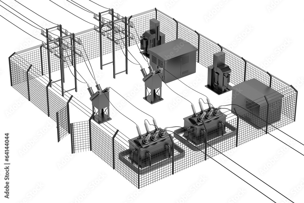 realistic 3d render of substation Stock Illustration | Adobe Stock