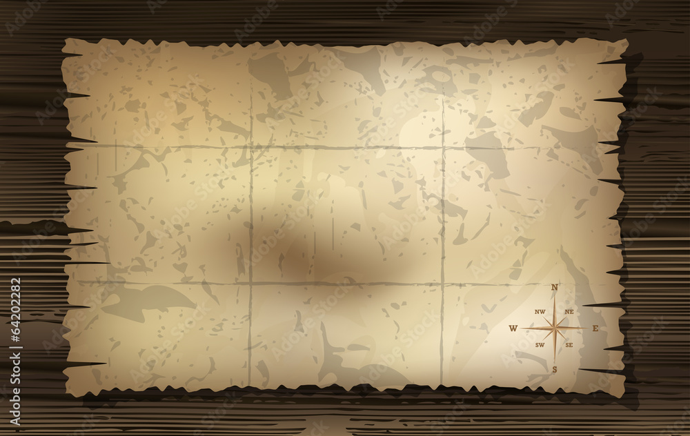 aged treasure map with compass background Stock Vector | Adobe Stock