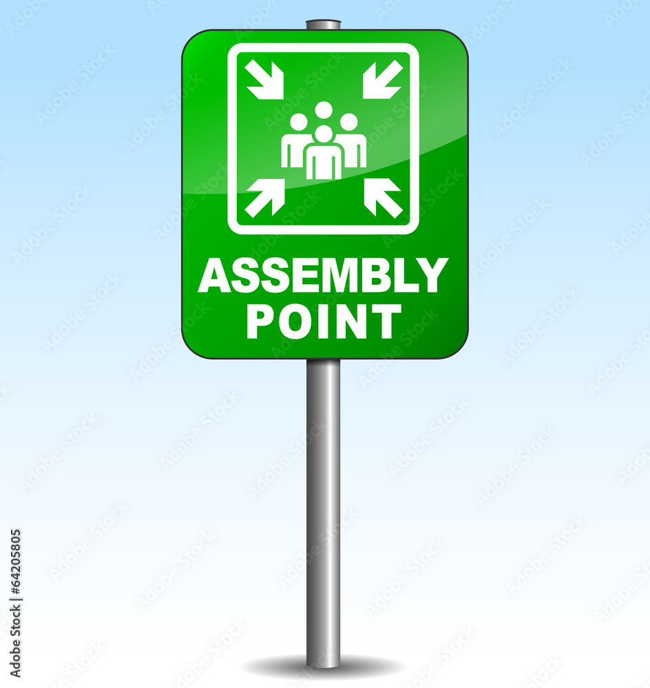 Vector vertical assembly point sign Stock Vector | Adobe Stock
