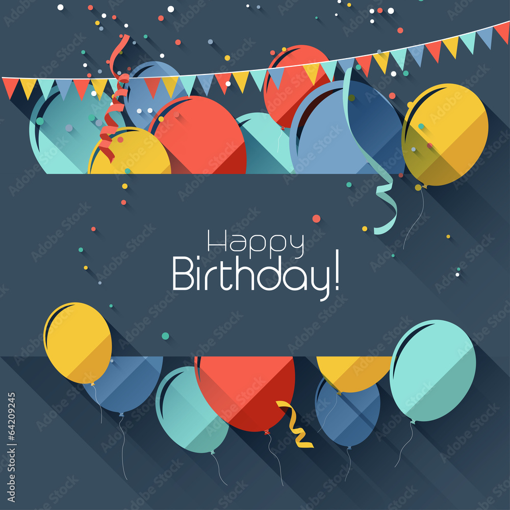 Modern birthday background in flat design style Stock Vector | Adobe Stock