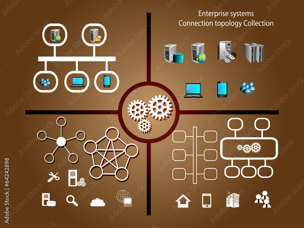 Network topology symbol collection and technology infographics Stock ...