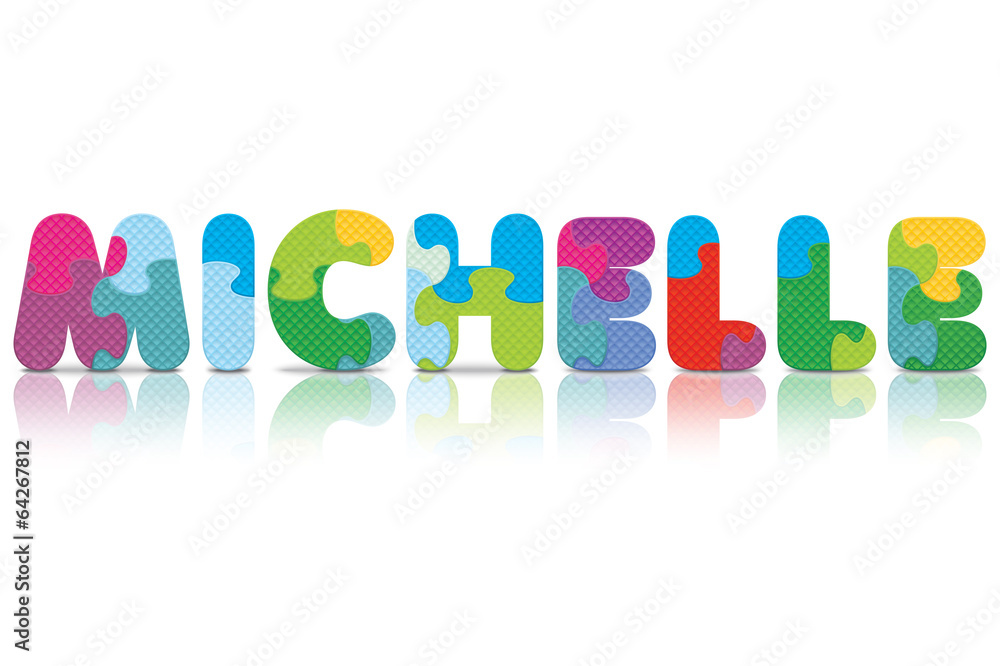 Vector MICHELLE written with alphabet puzzle Stock Vector | Adobe Stock
