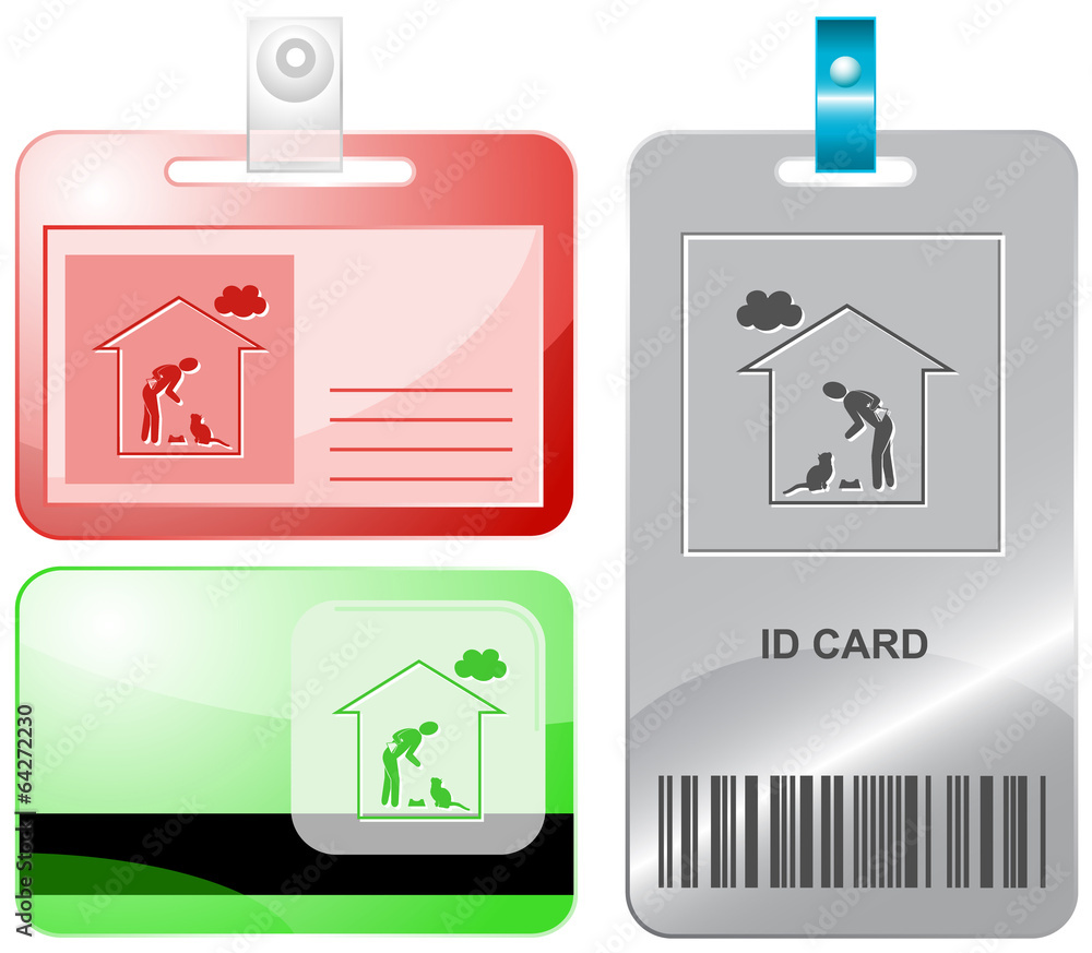 Home cat. Vector id cards. Stock Vector | Adobe Stock