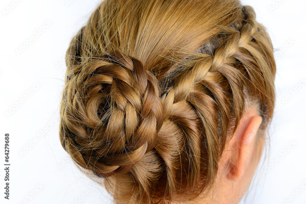 braid creative brown hair style isolated on white backgroun Stock Photo ...