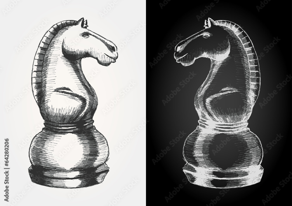 Sketch illustration of a chess knight piece Stock Vector | Adobe Stock