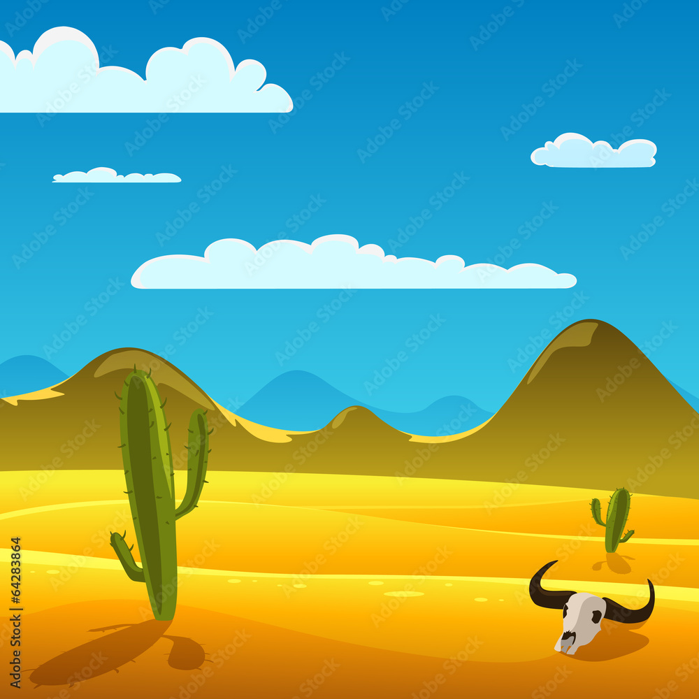 Desert Cartoon Landscape Stock Vector | Adobe Stock