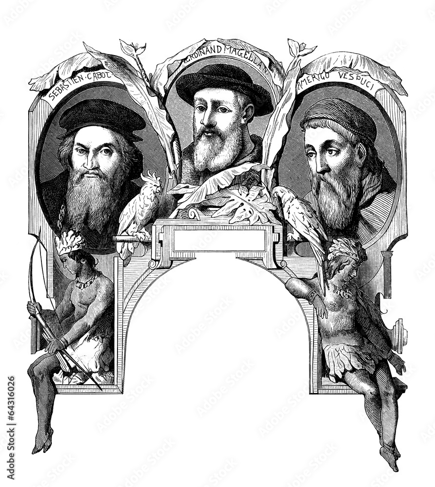Explorers : Cabot, Magellan & Vespucci - 15th-16th century Stock ...