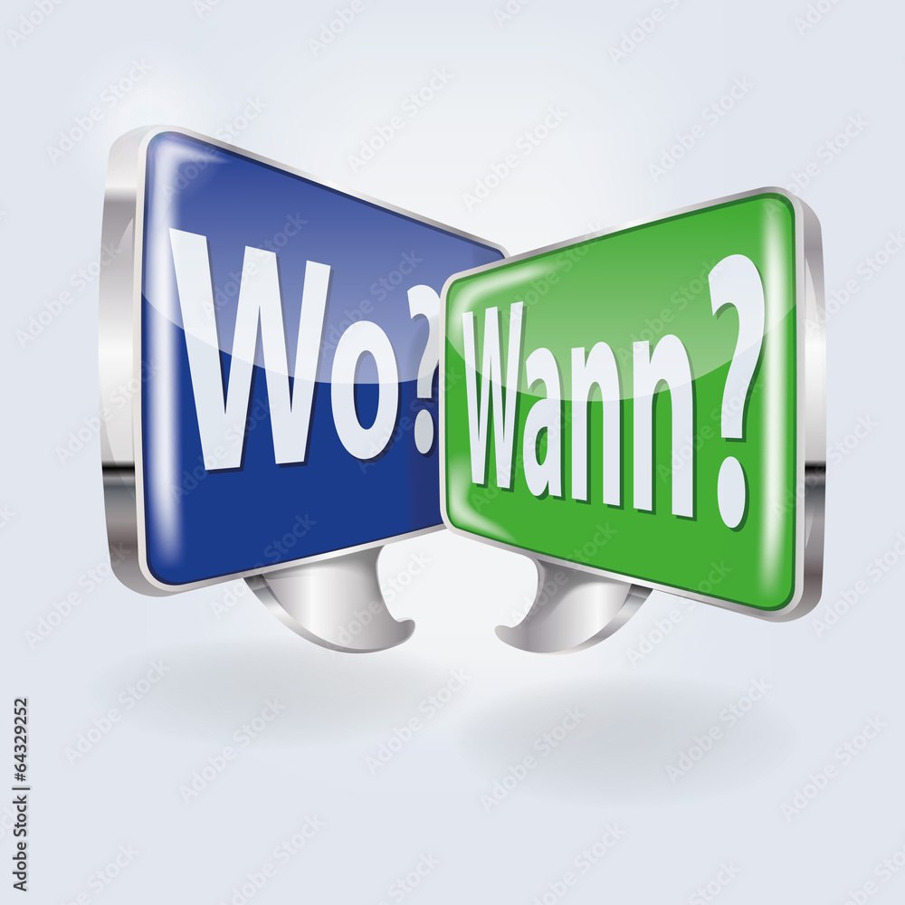 Sprechblasen in Wann und Wo Stock-Vektorgrafik | Adobe Stock