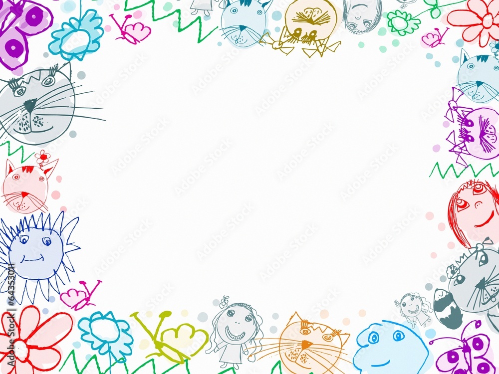 child scribbles drawings frame background Stock Illustration | Adobe Stock
