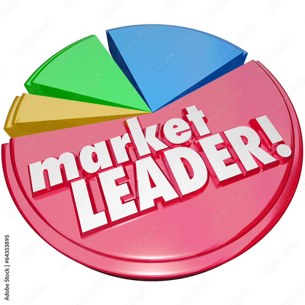 Market Leader Words Pie Chart Top Winning Company Biggest Share Stock ...