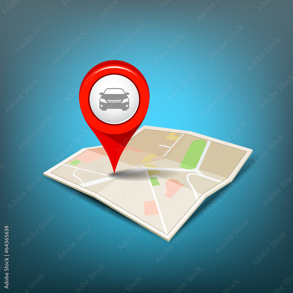 Map red pointer with my car design Stock Vector | Adobe Stock