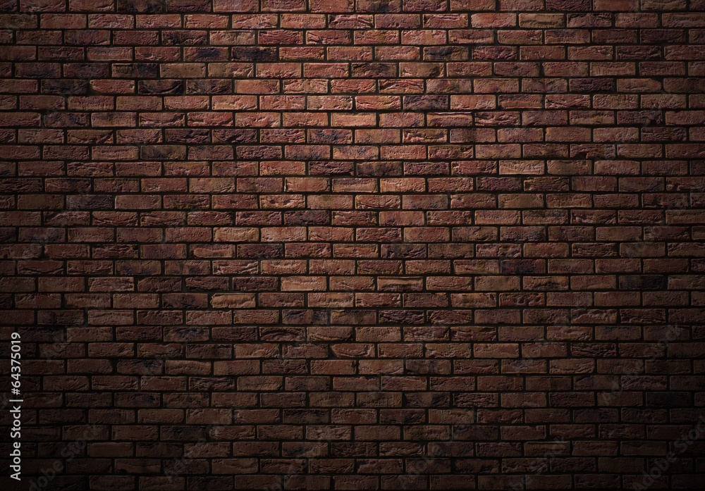dimly lit old brick wall Stock Photo | Adobe Stock