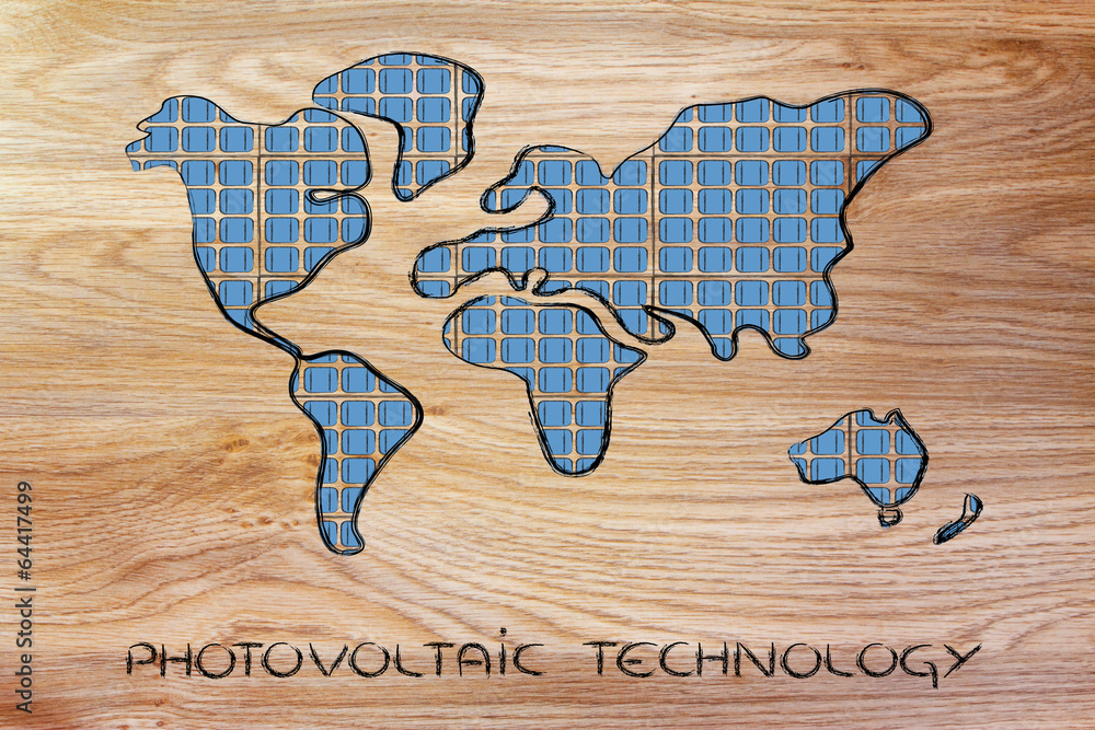 world map covered in solar panels Stock Illustration | Adobe Stock