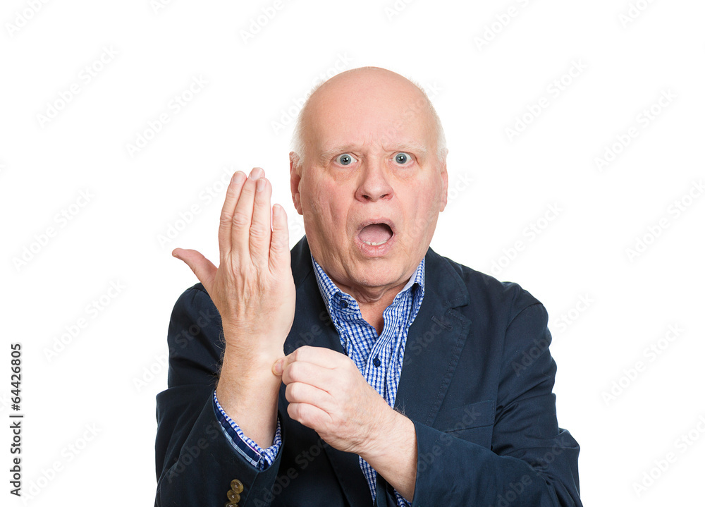 Pinch me, reality check. Surprised, shocked old man Stock Photo | Adobe ...