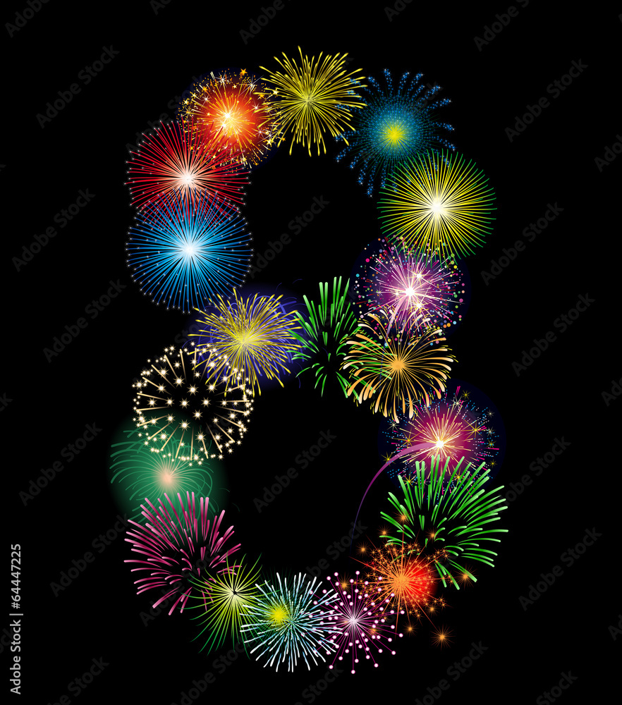 Zahl Feuerwerk - 8 Stock-Illustration | Adobe Stock
