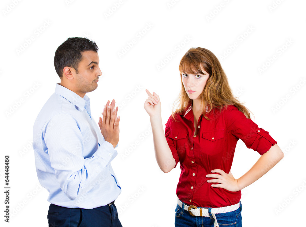 Arguing young couple fighting isolated on white background Stock Photo ...