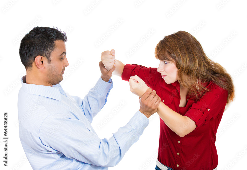 Arguing young couple fighting isolated on white background Stock Photo ...