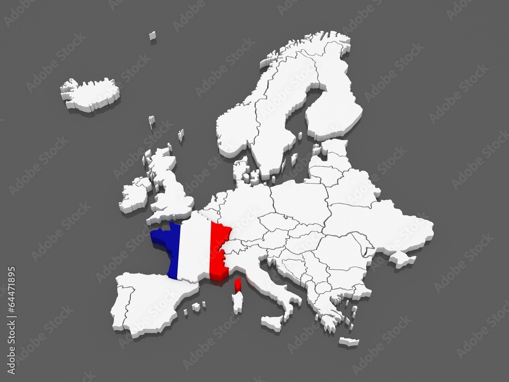 Map of Europe and France. Stock Illustration | Adobe Stock