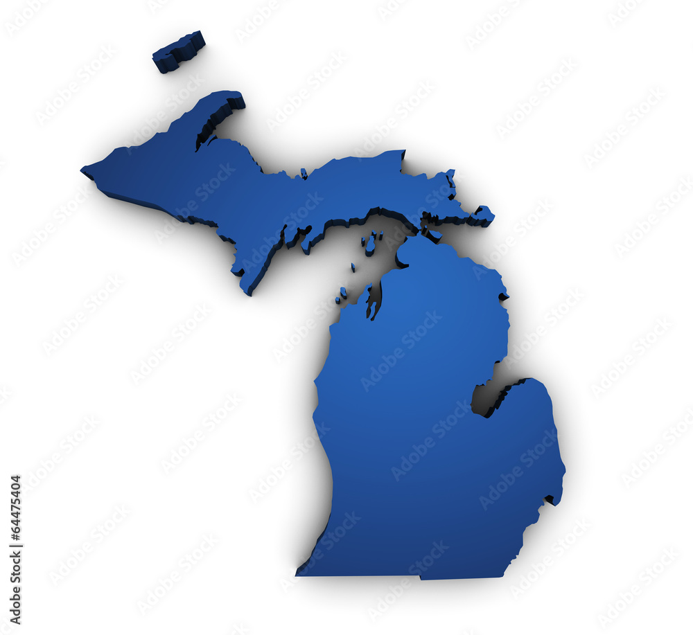 Map Of Michigan 3d Shape Stock Illustration | Adobe Stock