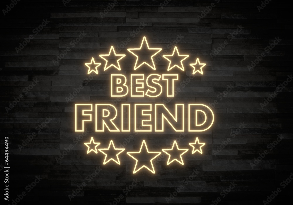 3d graphic of a creative best friend sign on classy stone wall Stock ...