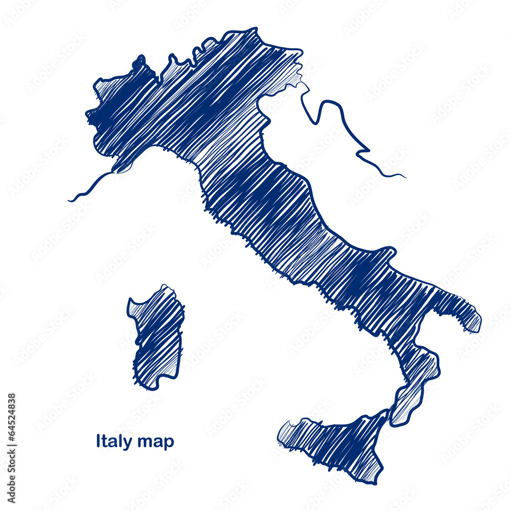 Italy map hand drawn background vector,illustration Stock Vector ...