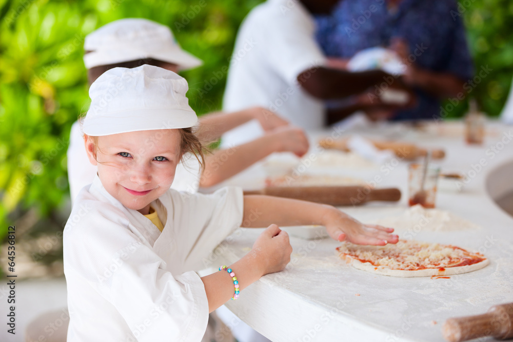 Kids making pizza Stock Photo | Adobe Stock