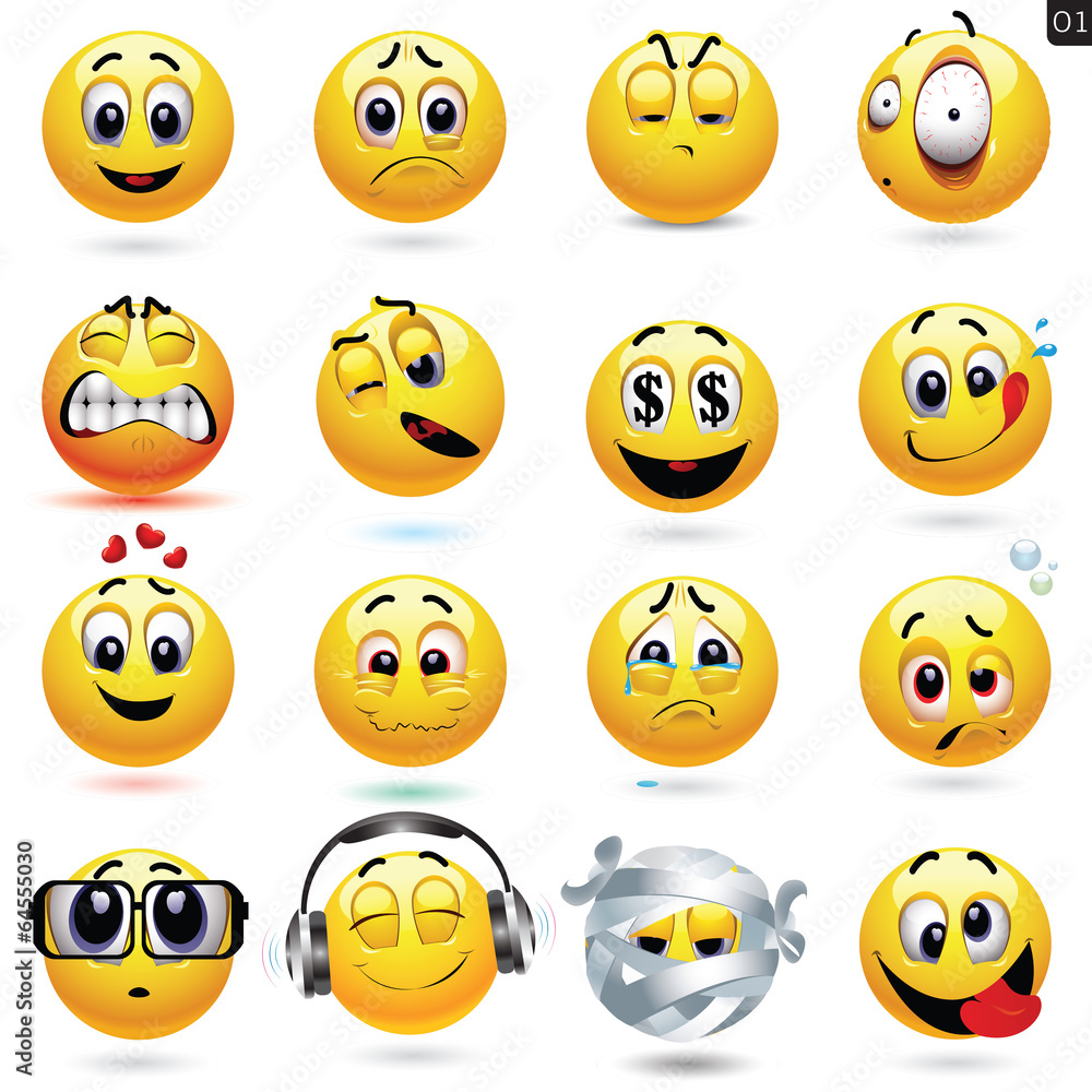Vector set of smiley icons Stock Vector | Adobe Stock