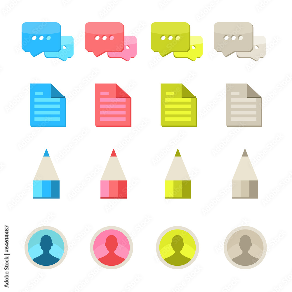 Pictos colorés bureautique เวกเตอร์สต็อก | Adobe Stock