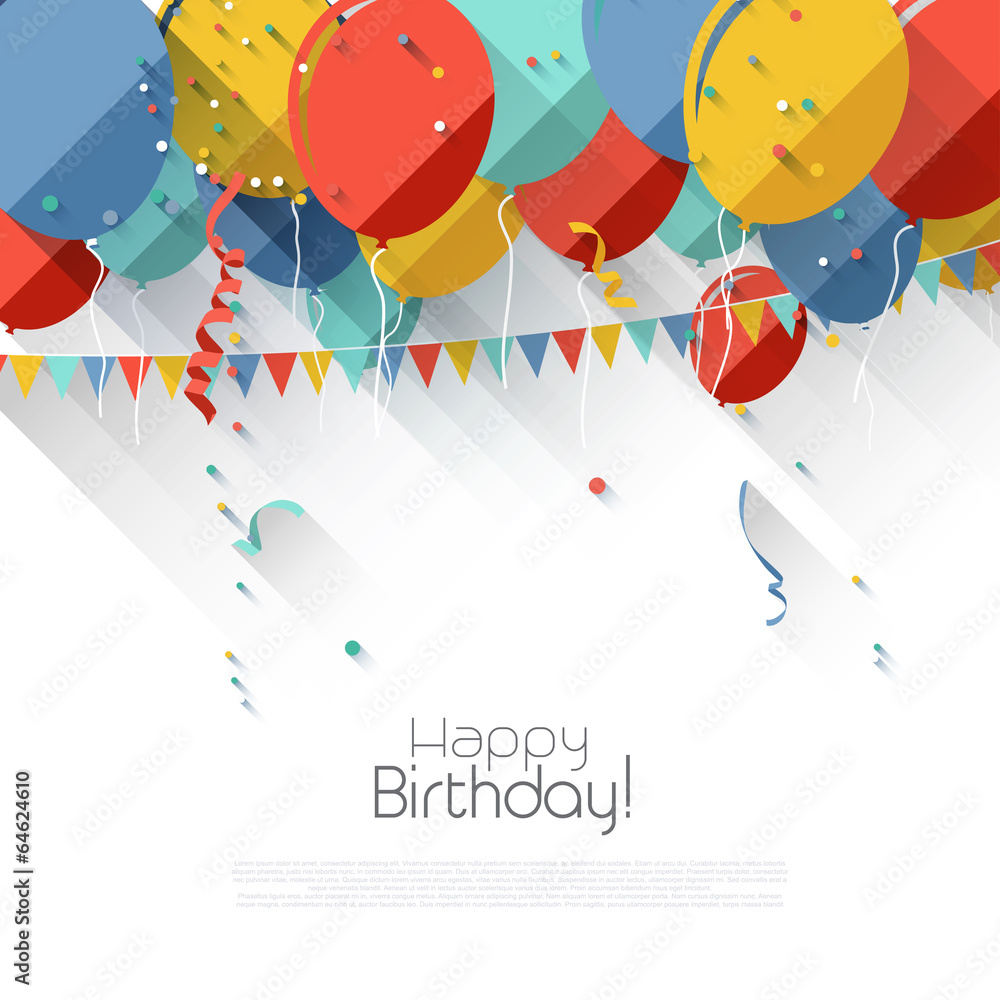 Colorful birthday background in flat design style Stock Vector | Adobe ...