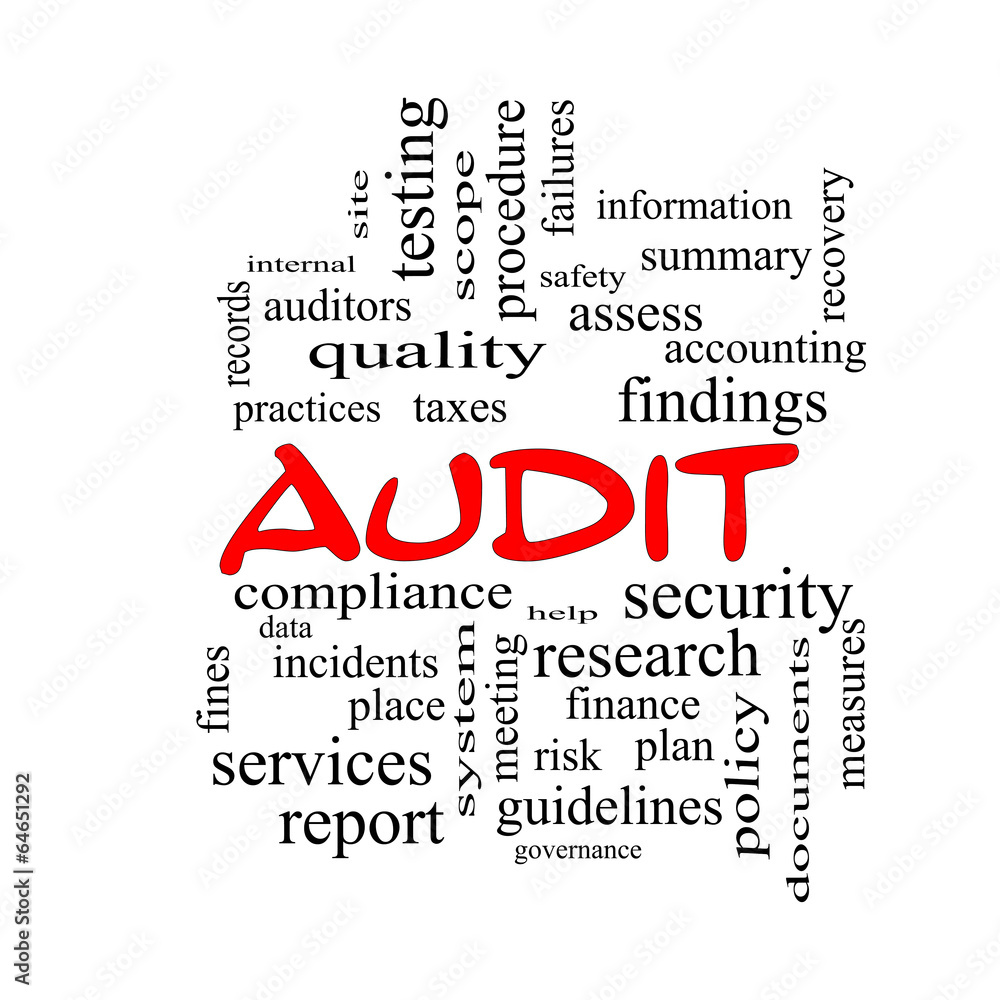 Audit Word Cloud Concept in red caps Stock Illustration | Adobe Stock