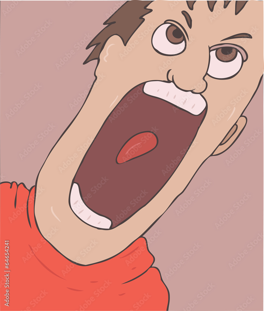 cartoon screaming man, vector illustration Stock Vector | Adobe Stock