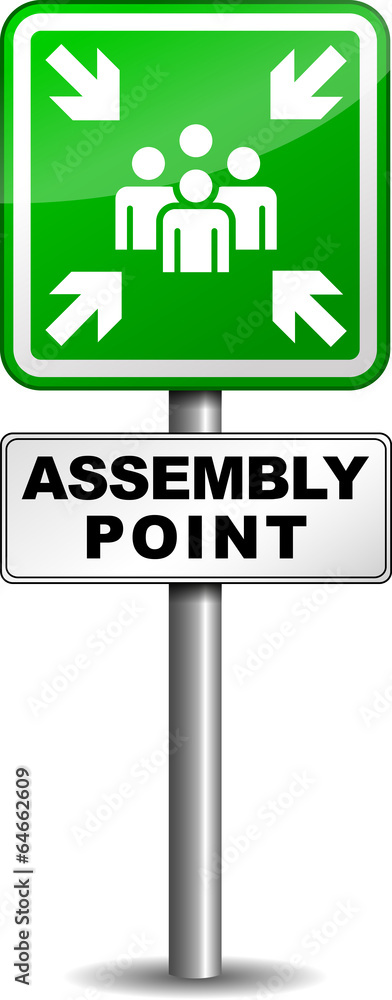 Assembly point sign Stock Vector | Adobe Stock